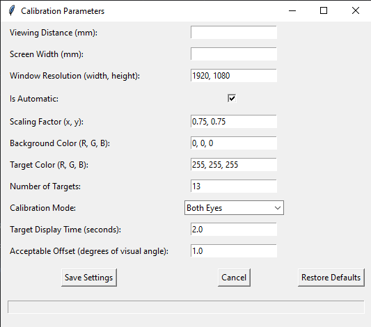 TRACKPixx3 calibration and data collection routine in Python IDE